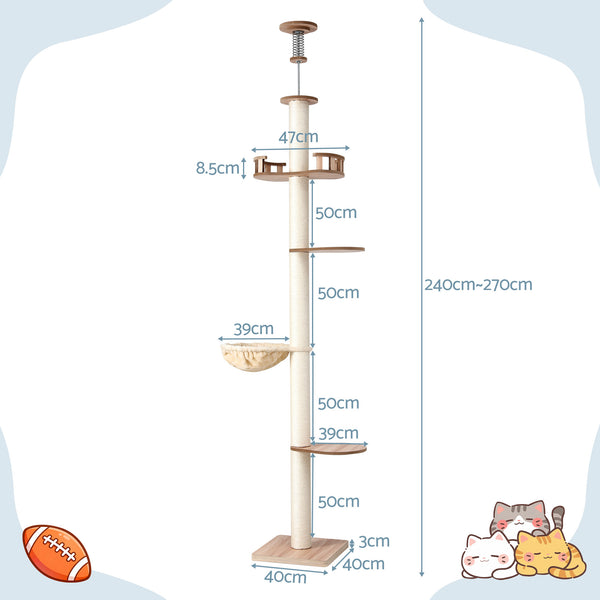 i.Pet Floor to Ceiling Cat Tree Beige 270cm – Coco & Harley